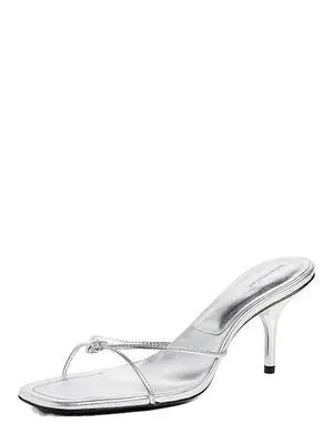 REFORMATION Cooper Heeled Sandals - Silver Leather