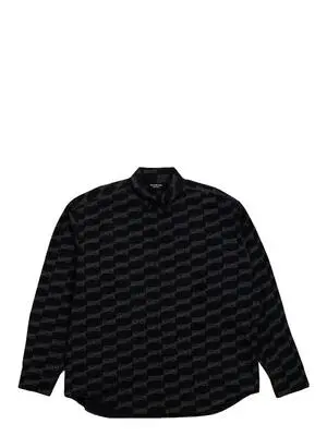 Balenciaga Bb Monogram Button-up Long Sleeve Shirt - Black