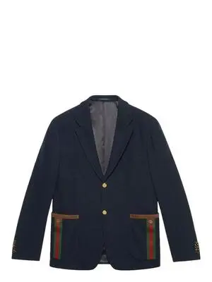 Gucci Cotton Jersey Jacket With Web - Blue