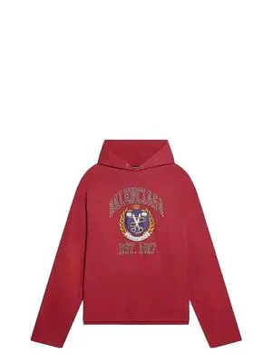 Balenciaga Est. 1917 College Logo Print Hoodie - Red