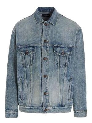 Balenciaga Balenciaga Est. 1917 College Logo Print Denim Jacket Washed Light Blue