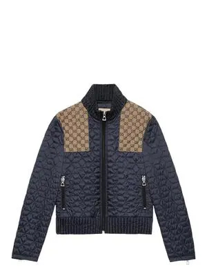 Gucci Quilted Jacket With Gg Fabric Detail - Beige/blue