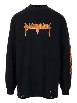 Balenciaga Metallica Long Sleeve T-shirt 'black Orange - Black/orange