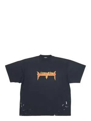 Balenciaga Metallica Short Sleeve T-shirt Oversized Fit 'black Orange - Black/orange