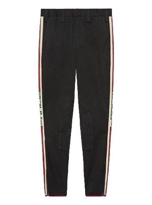 Gucci Gucci Gabardine Stretch Pant With Stripe Black