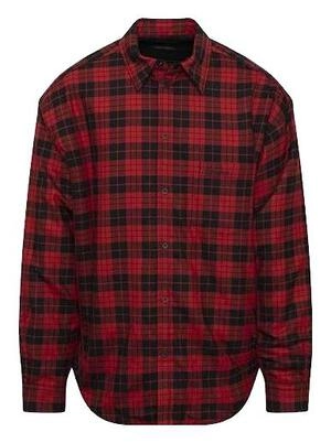 Balenciaga Checkered Flannel Padded Shirt - Red
