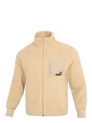 PUMA PUMA Relaxed Fit Fleece Jacket With Stand Collar Brown