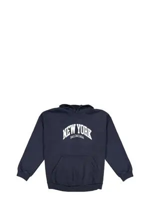 Balenciaga New York" Hoodie - Navy/white