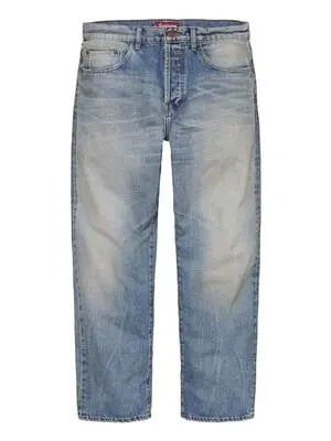 Supreme Distressed Loose Fit Selvedge Jeans - Teal