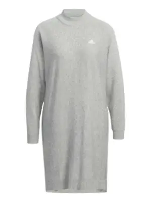 Adidas 3-stripes Long Sleeve Sweater Dress - Grey
