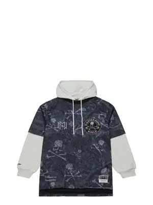 Mitchell & Ness Mastermind X Printed Jersey Hoodie - Charcoal/ash