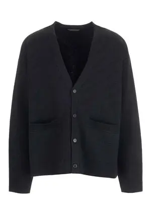 Balenciaga Tonal All Over Logo Cardigan - Black
