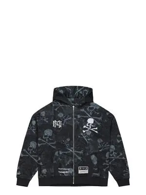 MITCHELL & NESS Mitchell & Ness X Mastermind Skull And Crossbones Print Full-Zip Hoodie