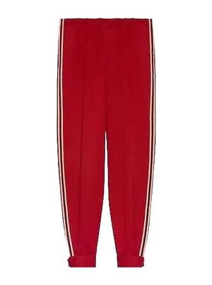 Gucci Military Cotton Drill Pants With Buckles - Red