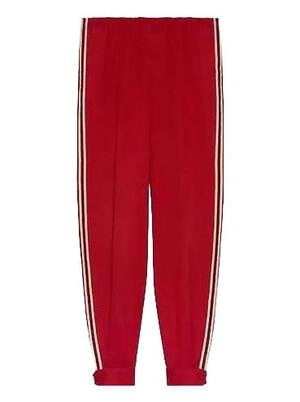 Gucci Military Cotton Drill Pants With Buckles - Red