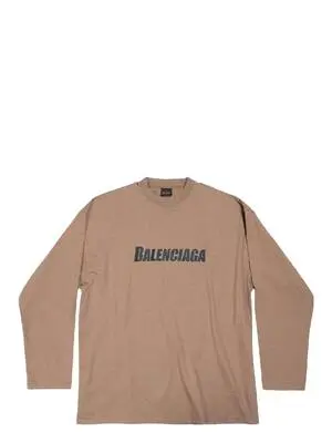 Balenciaga Caps Oversized Long Sleeve T-shirt - Khaki