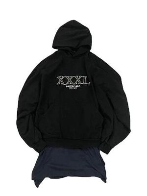 Balenciaga Oversized Patched Hoodie - Black