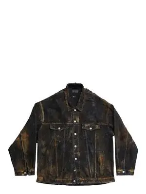 Balenciaga Oversized Distressed Denim Jacket - Black