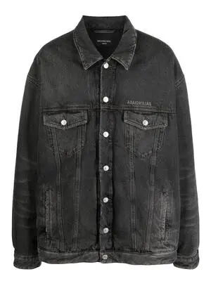 Balenciaga Mirror Padded Denim Jacket - Dark Grey