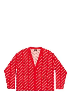 Balenciaga Allover Logo Cardigan - Red/white