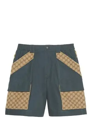Gucci Cotton Canvas Bermuda Gg Insert Shorts - Dark Grey