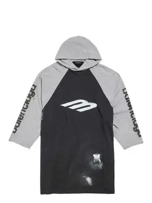 Balenciaga 3b Stencil Hooded Raglan T-shirt - Grey/black