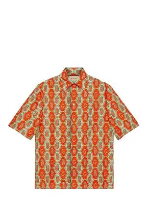 GUCCI Gucci Cotton Linen G Paisley Shirt 'orange'