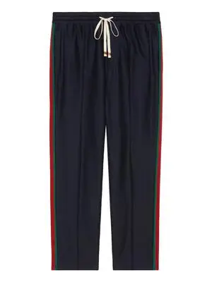 Gucci Cotton Trouser With Web Detail - Navy