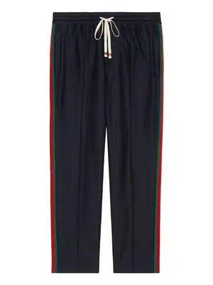 Gucci Cotton Trouser With Web Detail - Navy