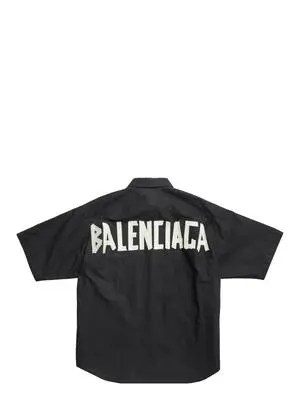 Balenciaga Tape Type Short Sleeve Shirt Large Fit - Black