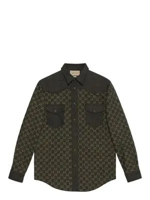 Gucci Gg Jacquard Denim Shirt - Black