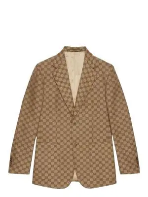 GUCCI Gucci Gg Supreme Linen Formal Jacket 'beige Ebony'