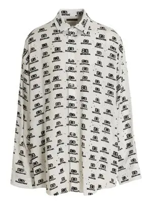 Balenciaga Bb Icon Poplin Shirt 'white Black - White/black