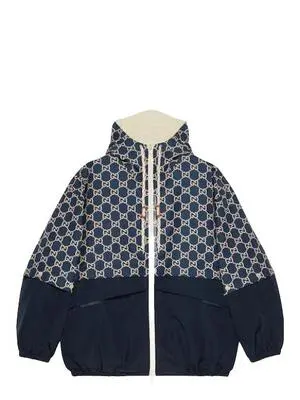 Gucci Gg Ripstop Fabric Zip Jacket - Blue/ivory
