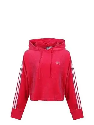 ADIDAS Adidas Originals Cropped Velour Hoodie With Drawstring