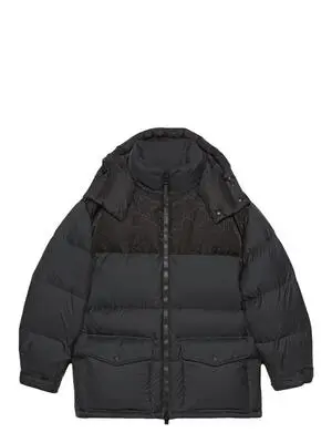 Gucci Nylon Down Jacket With Gg Inserts - Black