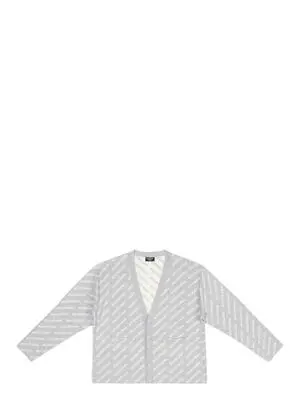 Balenciaga Mini Allover Logo Cardigan - Light Grey/white
