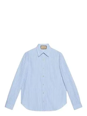 Gucci Striped Cotton Shirt With Pocket 'blue White - Blue/white