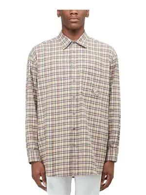 Gucci Chicken Embroidery Check Shirt - Beige