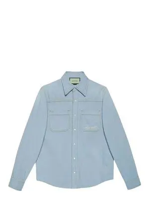 Gucci Les Pommes Oxford Cotton Shirt - Blue