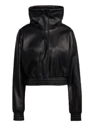 Adidas Originals Adicolor Contemporary Cropped Pleather Sweatshirt - Black