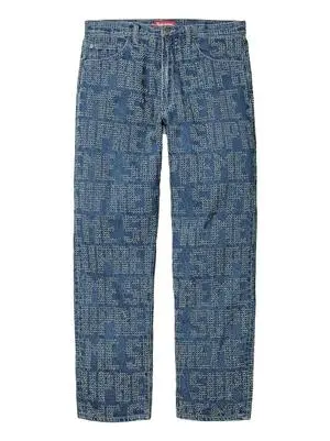 Supreme Fw23 Week4 Needle Punch Regular Jean Pants - Blue