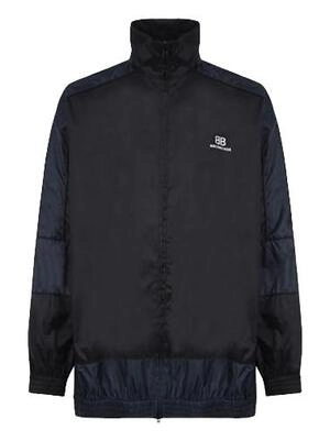 Balenciaga Bb Patchwork Nylon Zip-up Windbreaker - Navy/black