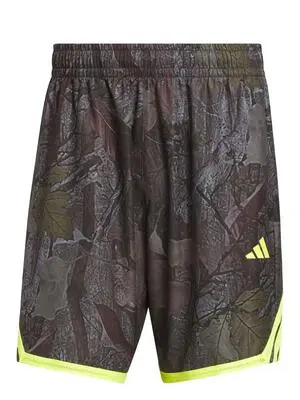 Adidas Camouflage Print Athletic Shorts - Black/solar Lemon