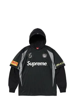 Supreme Hooded Soccer Jersey - Black/white