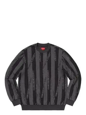 Supreme Textured Stripe Crewneck - Black/grey