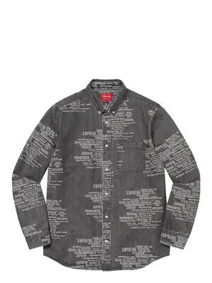 Supreme Ss23 Week15 Trademark Jacquard Denim Shirt - Black