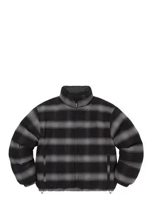 Supreme Flannel Reversible Puffer Jacket - Black/grey