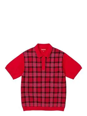 Supreme Plaid Knit S/s Polo - Red