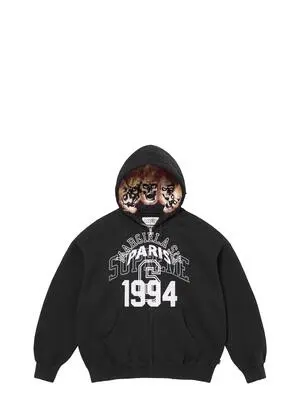 Supreme X Mm6 Maison Margiela Zip Up Hooded Sweatshirt - Black/white